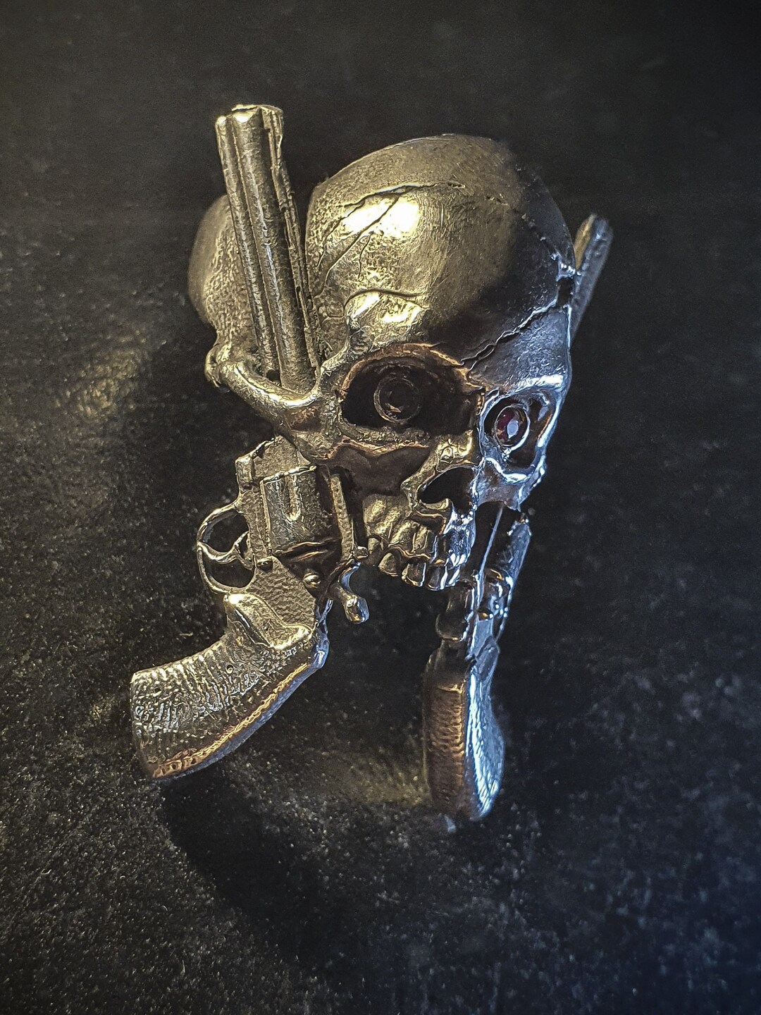Colt Revolver Gunslinger Pistol Wild Western Cowboy Skull Ring 925 ...