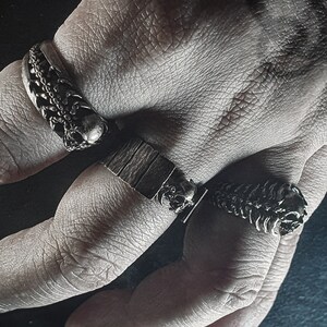 Gothic Symmetry Side Rib Cage Skeleton Dark Skull Stackable Ring Band ...