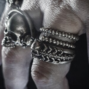Gothic Symmetry Side Rib Cage Skeleton Dark Skull Stackable Ring Band ...