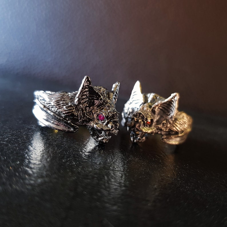 Gothic Vampire Bat Ring | Animal Ring | 925 Sterling Silver | for Men ...