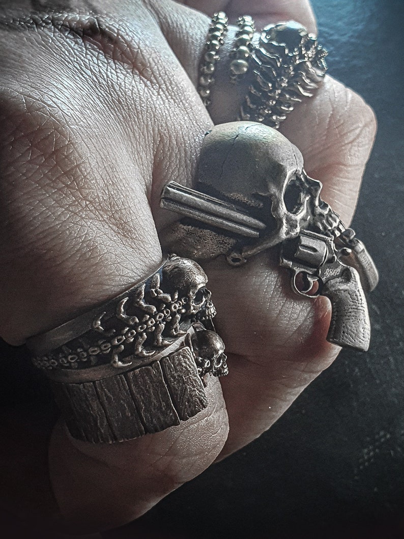 Colt Revolver Gunslinger Pistol Wild Western Cowboy Skull Ring - Etsy