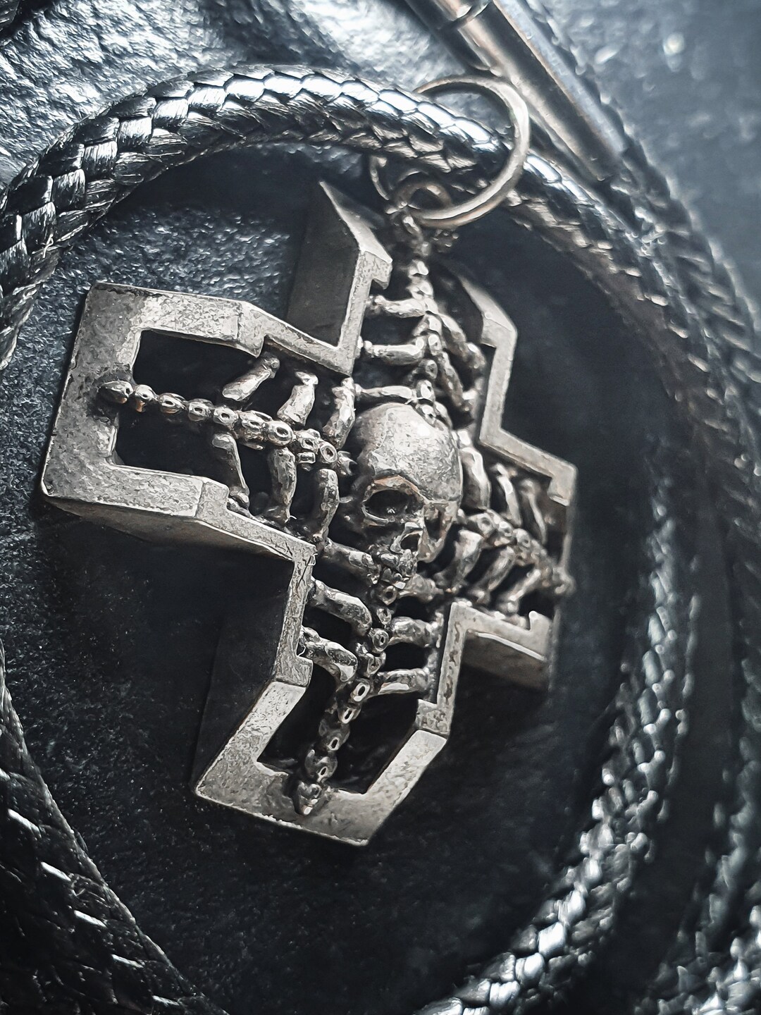 Greek Latin Square Crucifix Cross Gothic Skull Pendant Charm I Brass ...