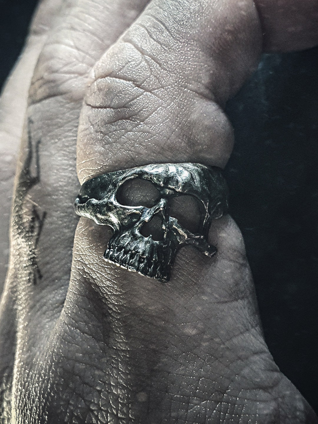 Gothic Slanted Stacking Layered Skull Ring | 925 Sterling Silver | for ...