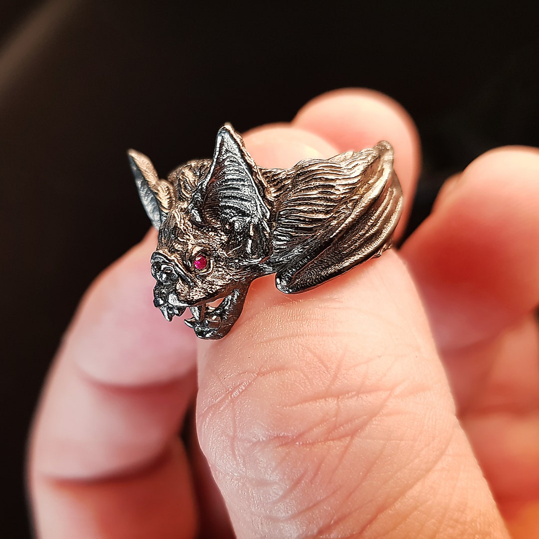 Gothic Vampire Bat Ring | Animal Ring | 925 Sterling Silver | for Men ...