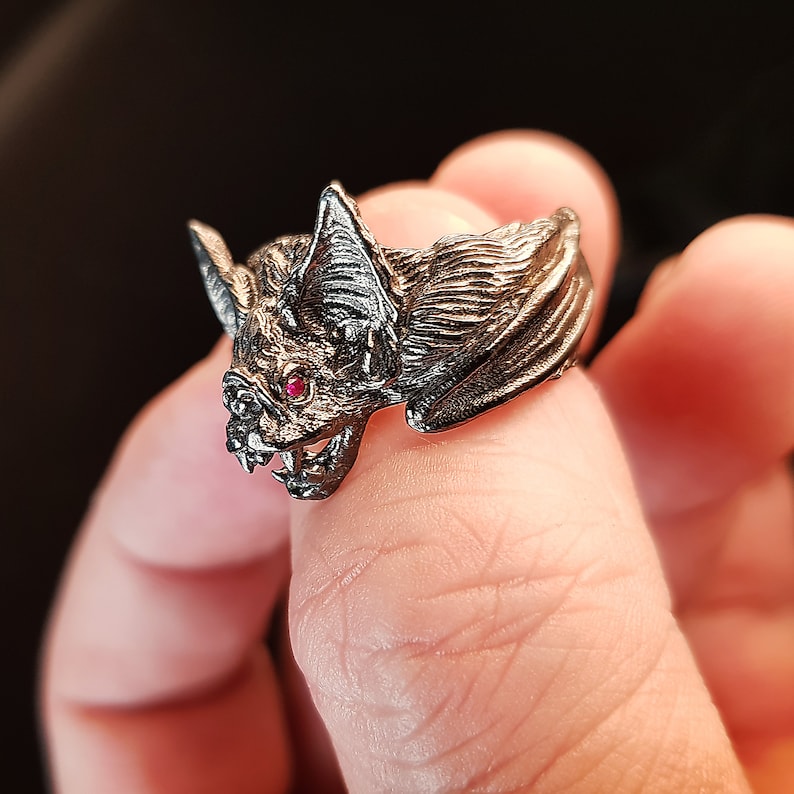 Gothic Vampire Bat Ring | Animal Ring | 925 Sterling Silver | for Men ...