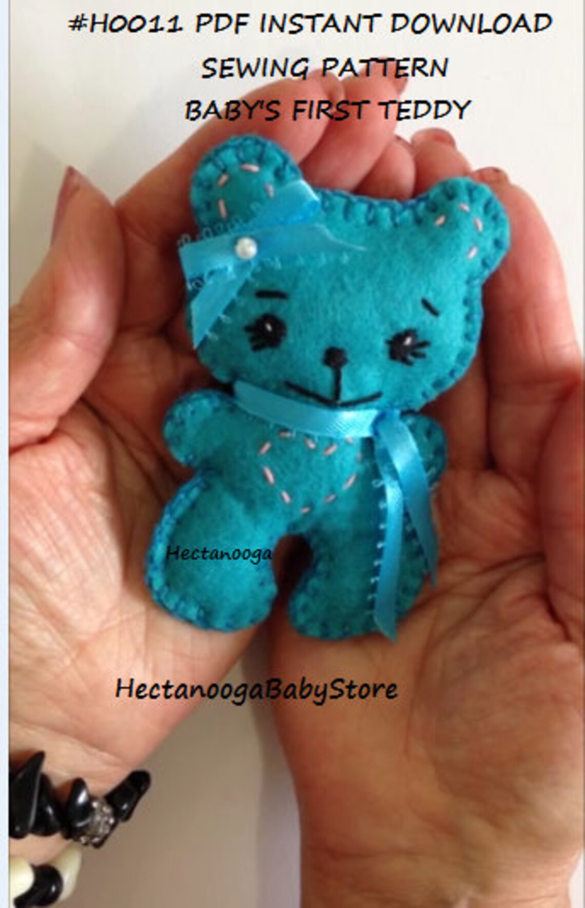 BABY'S FIRST TEDDY Bear, Instant Download Sewing Pattern. Felt Toy, Any ...