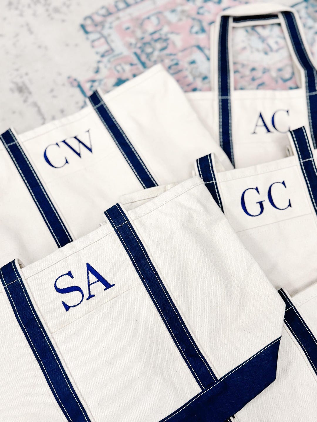Monogrammed Canvas Tote Bag: Personalized Embroidery, Durable Design - Etsy