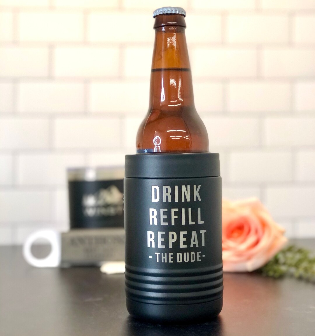 Drink Refill Repeat Customized Metal Can Cooler, Engraved Metal Can ...