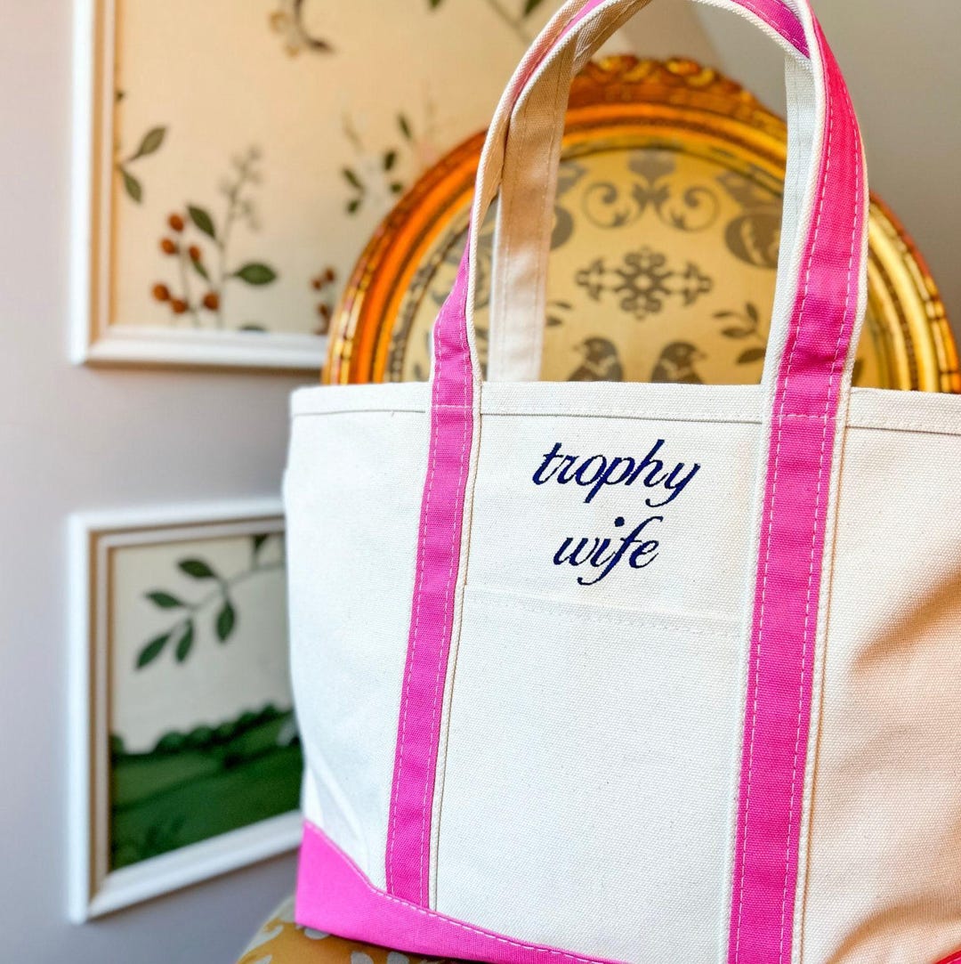 Embroidered Tote Bag: Trophy Wife Design (personalized Canvas, Zip ...