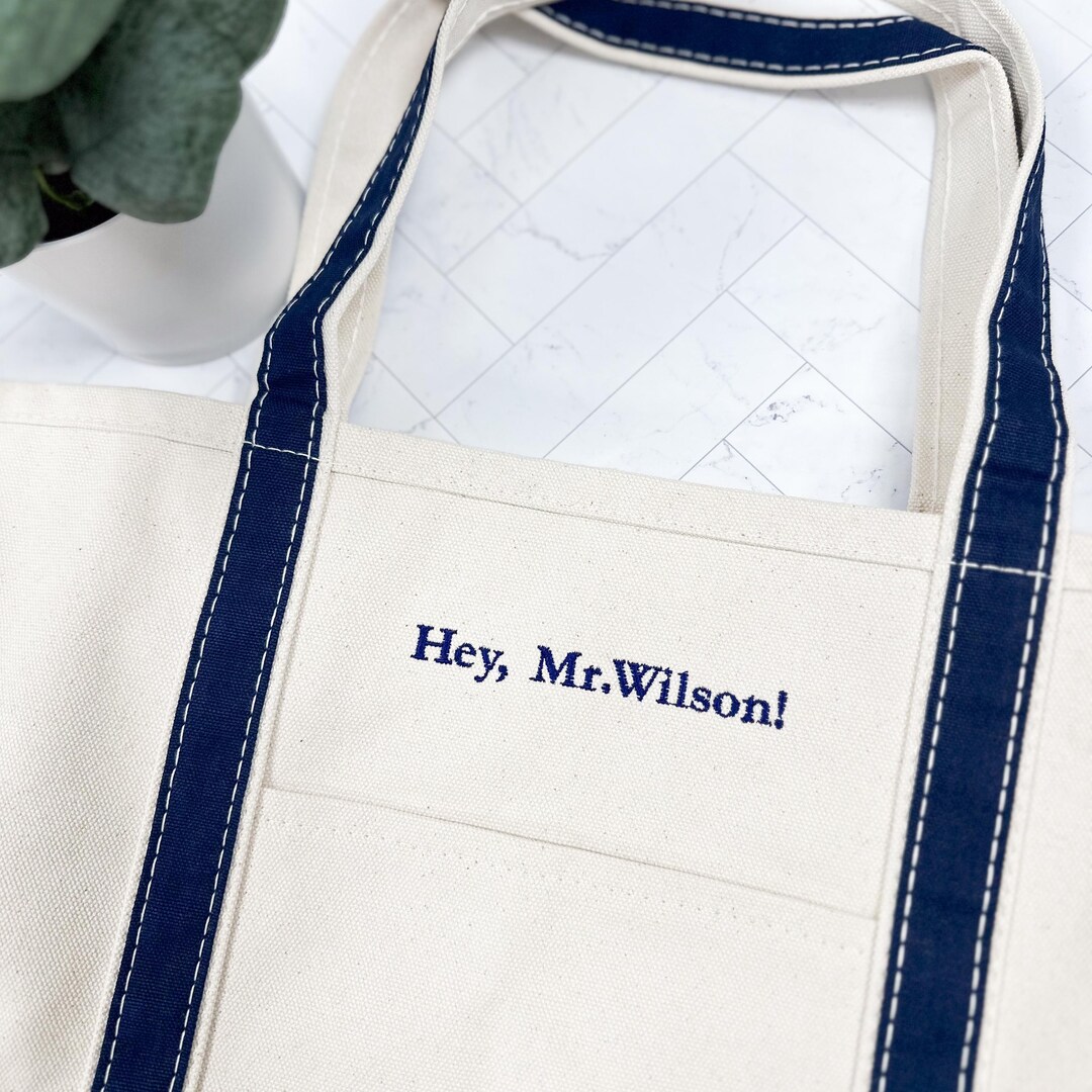 Studio Special - as is Large Canvas Tote Navy Handles, Hey Mr. Wilson ...