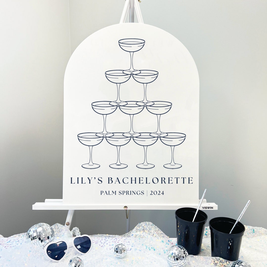 Custom Champagne Tower Bachelorette Sign, Bachelorette Party, Girls ...
