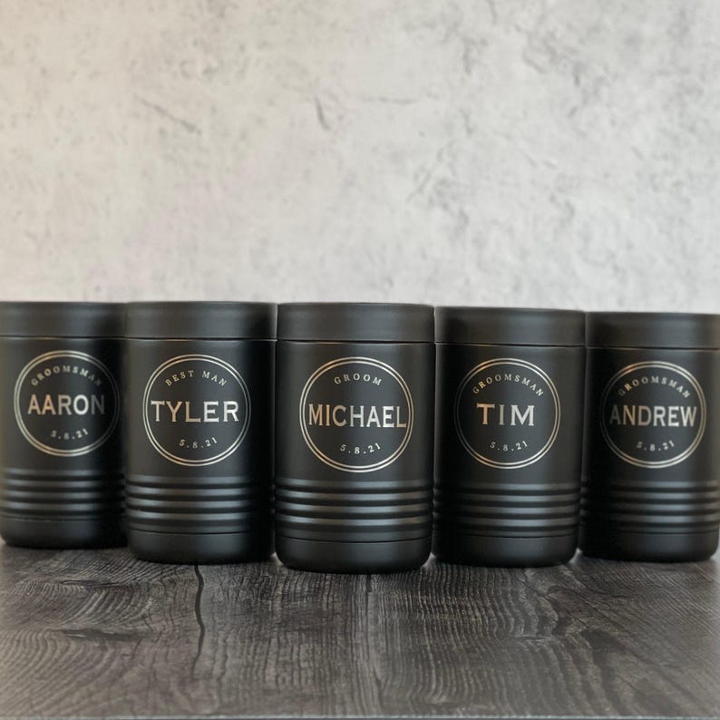 Wedding Party Metal Can Cooler, Stainless Steel (custom Engraved ...