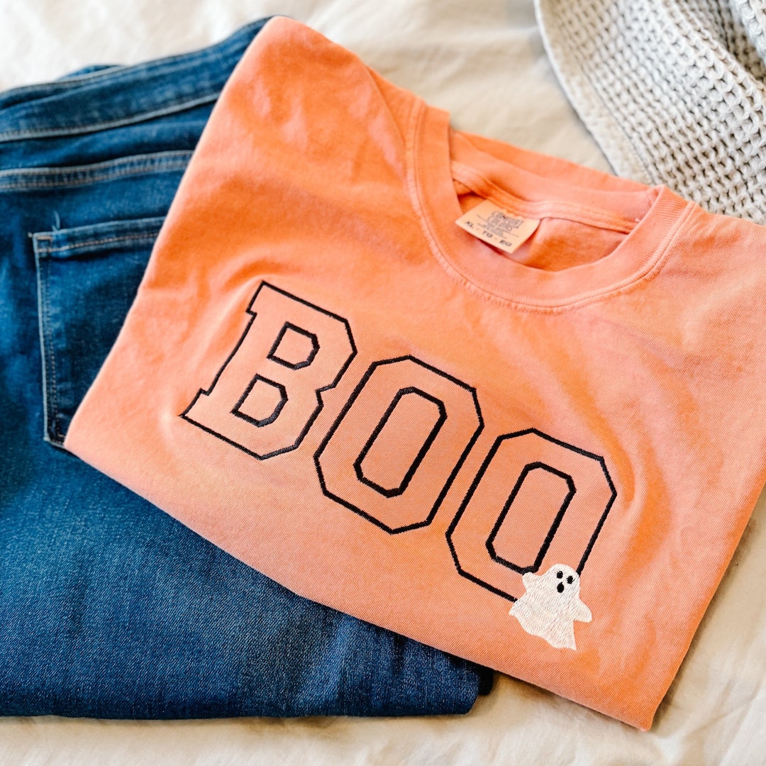 Halloween Embroidered BOO T-shirt With Ghosts - Halloween Tee, Boo Tee ...