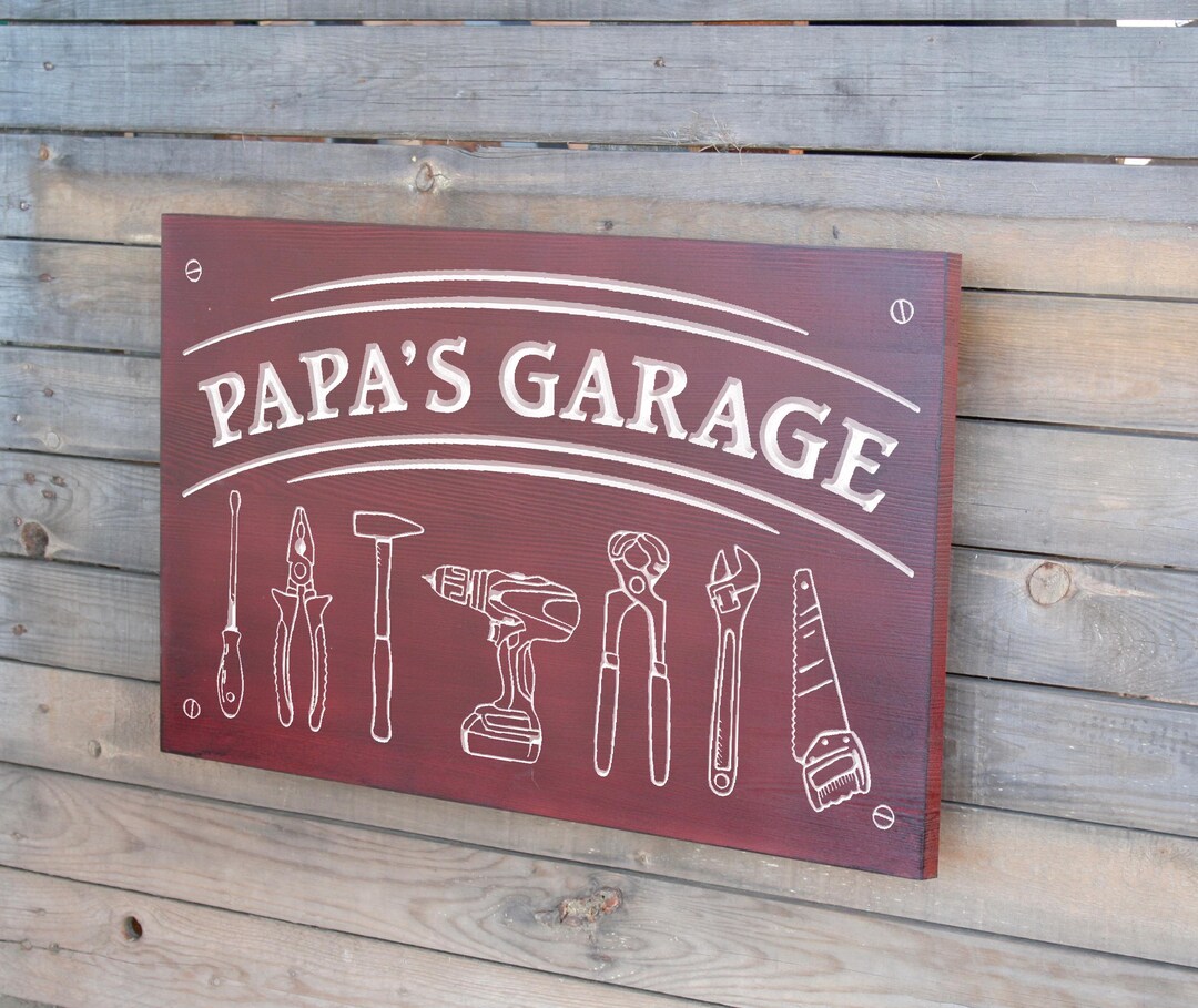 Grandpa's Garage - Papa's Garage - Workshop Sign - Customizable - Custom Shop Sign - Fathers Day ...