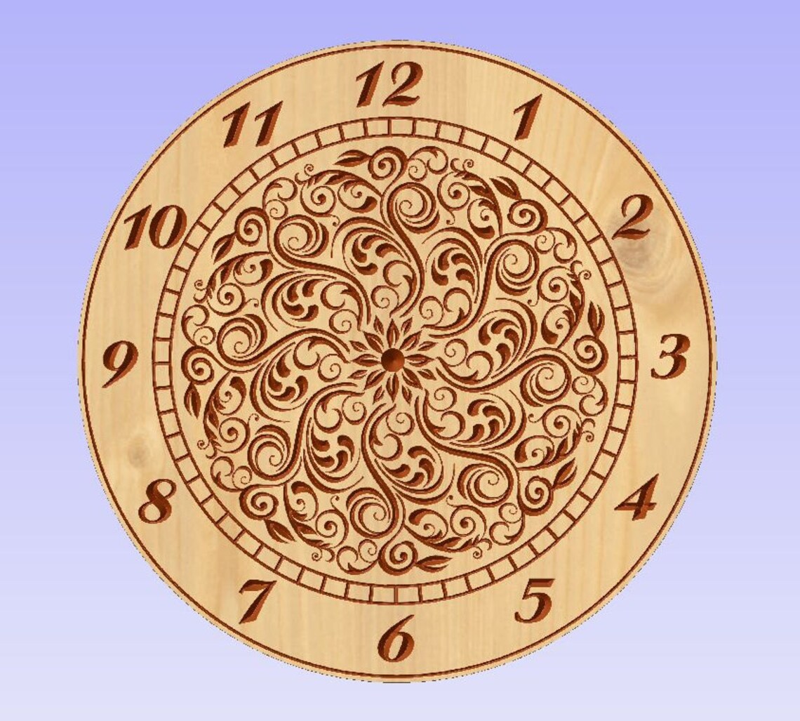 Clock Face Vector File eps for V-bit Cnc Carving - Etsy
