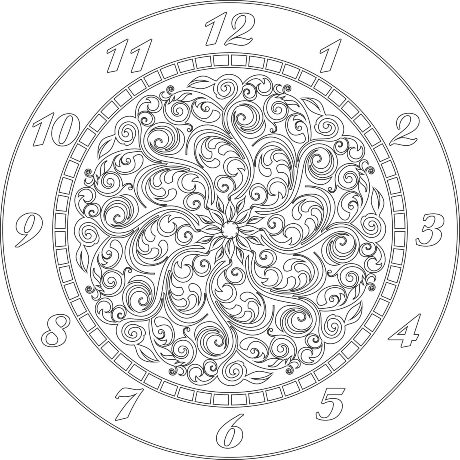 Clock Face Vector File eps for V-bit Cnc Carving - Etsy