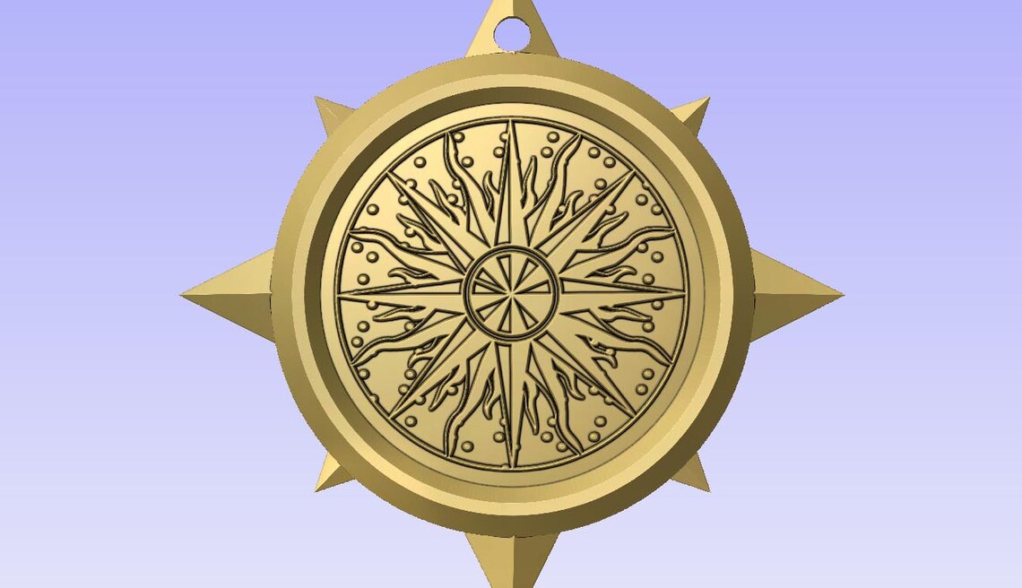 Stl 3d Model of COMPASS SHAPED PENDANT or Decoration for Cnc Carving ...