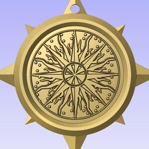 Stl 3d Model of COMPASS SHAPED PENDANT or Decoration for Cnc Carving ...
