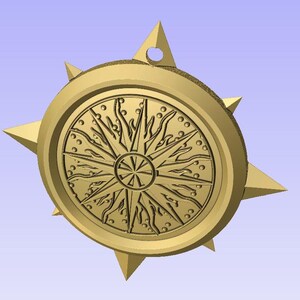 Stl 3d Model of COMPASS SHAPED PENDANT or Decoration for Cnc Carving ...