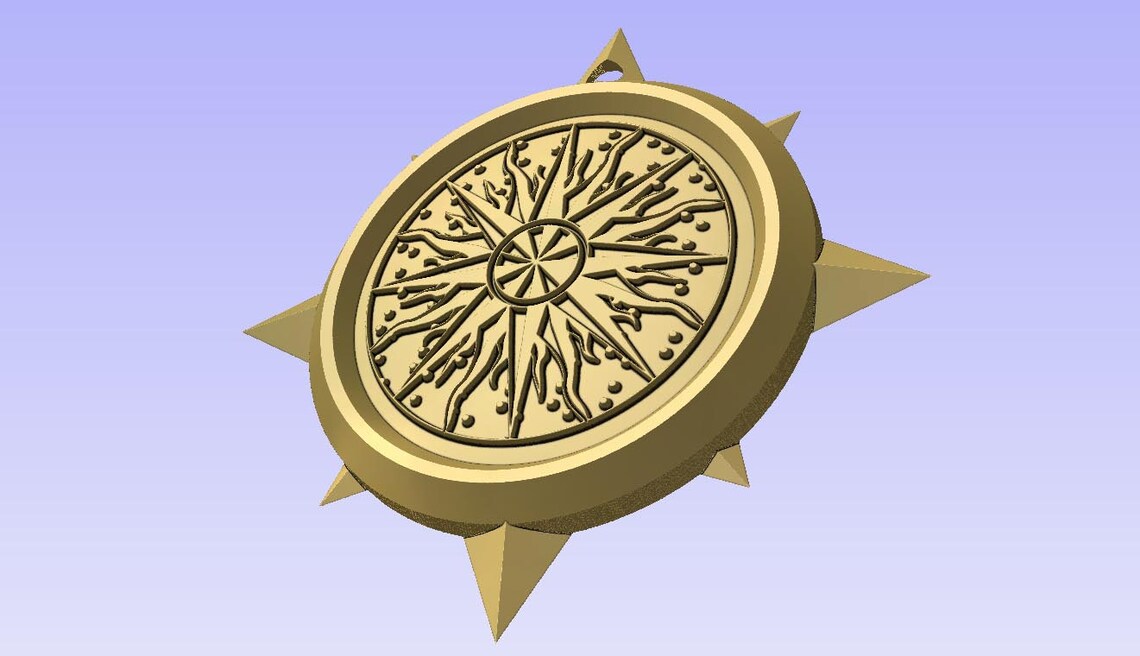 Stl 3d Model of COMPASS SHAPED PENDANT or Decoration for Cnc Carving ...