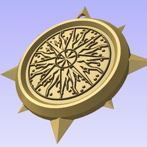 Stl 3d Model of COMPASS SHAPED PENDANT or Decoration for Cnc Carving ...