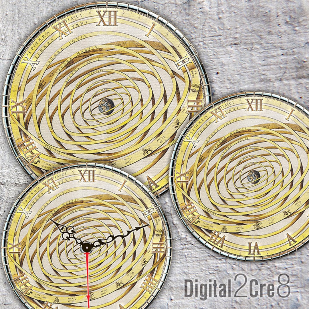Antique Globe Large Clock Face - 12" and 8" Digital Downloads - DIY ...