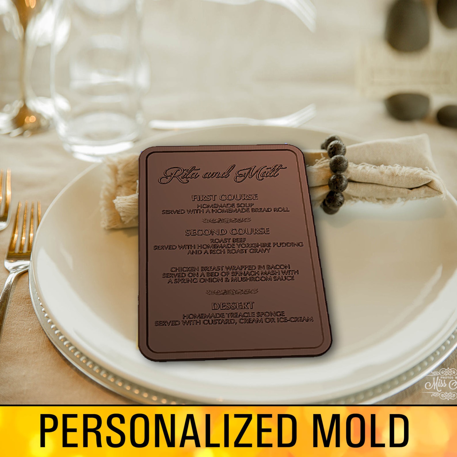 Chocolate Menu Card, Chocolate Mold, Custom Silicone Mold for Wedding ...