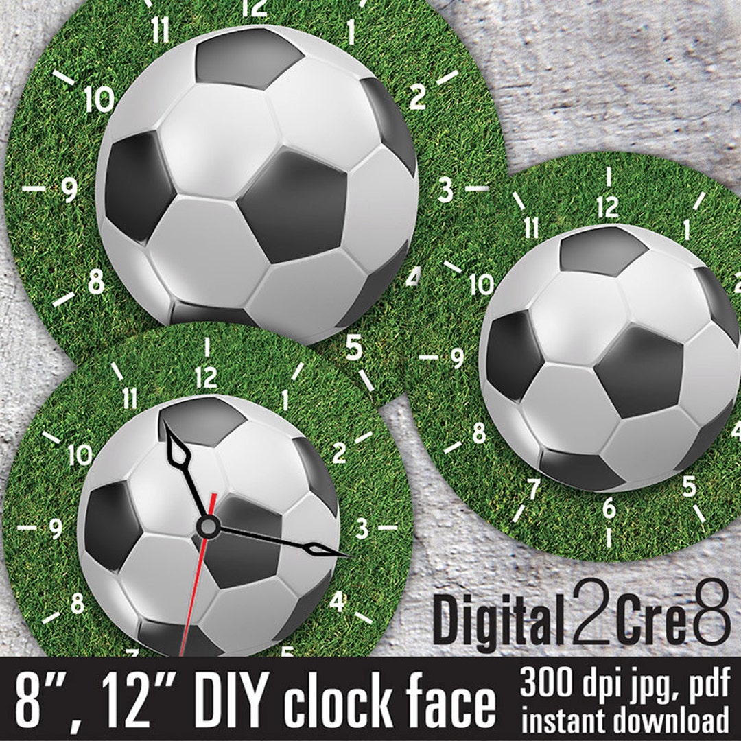 Football Style Large Clock Face - 12" and 8" Digital Downloads - DIY ...