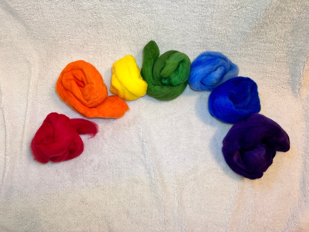 7 Color Rainbow Wool Roving Set - Etsy