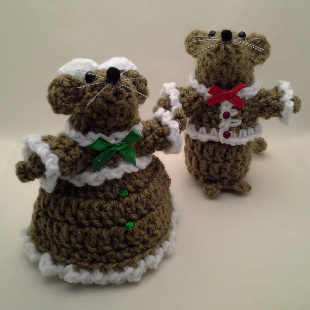 Crochet Gingerbread Mice - Boy and Girl Set, Christmas Decorations ...