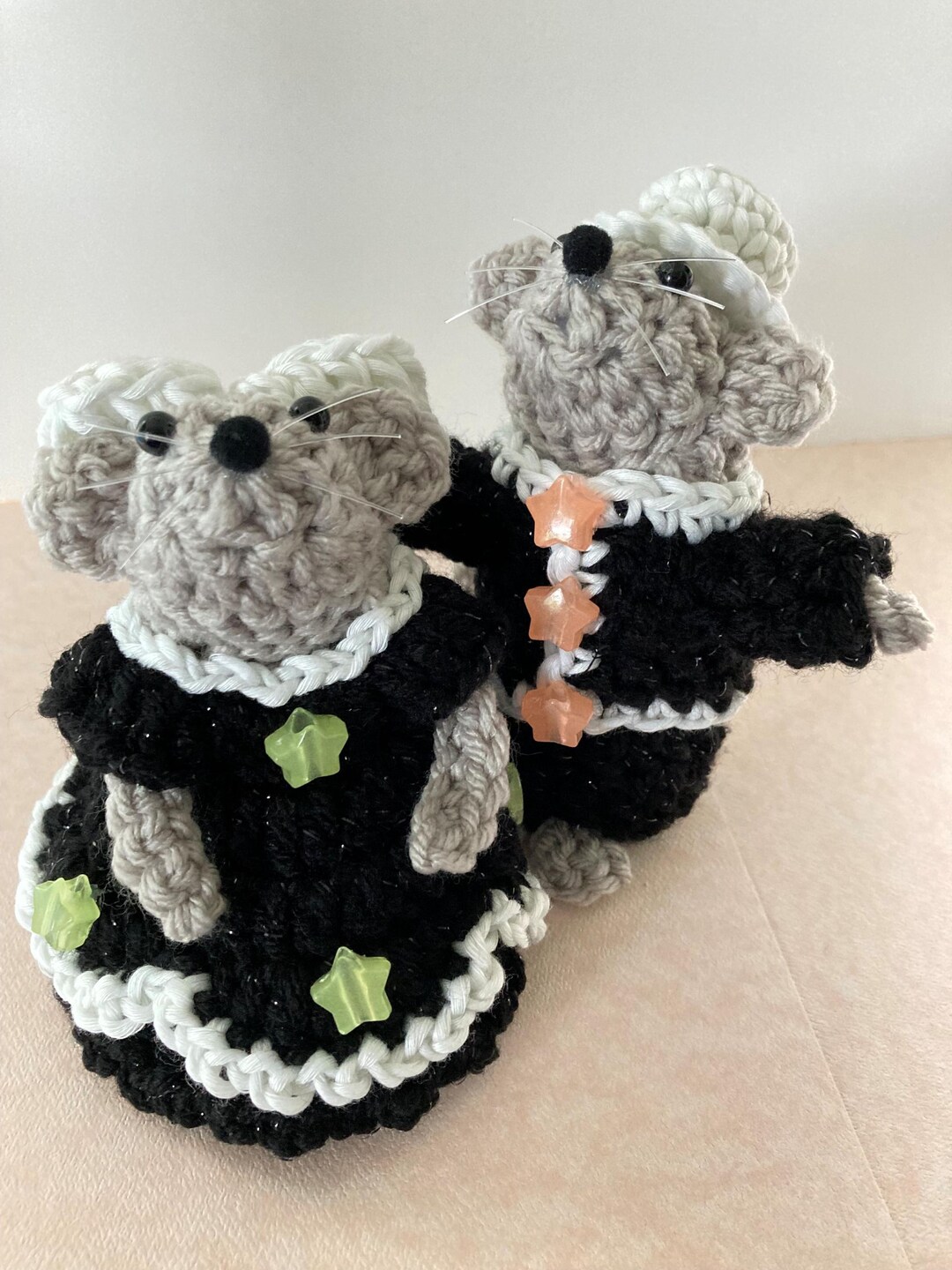 Crochet Party Mice With Glow in the Dark Accents - Set of 2 - Boy and ...