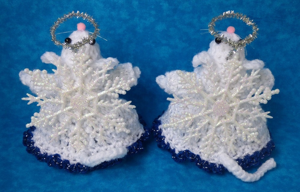 Crochet Snow Angel Mice Set of 2 Christmas and Holiday - Etsy