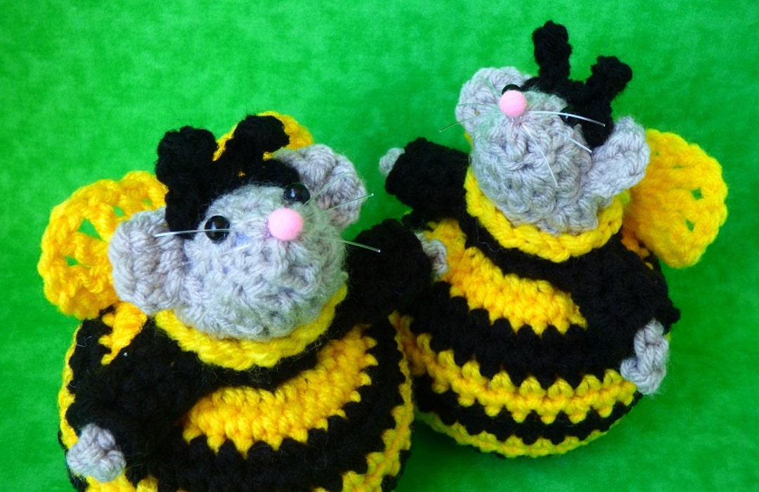Crochet Bumble Bee Mice - Set of 2, Party Favors, Spring Decor, Insect ...
