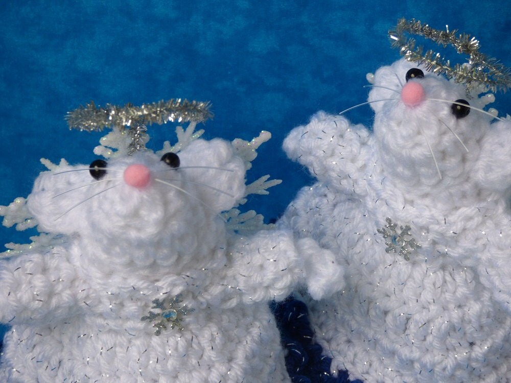 Crochet Snow Angel Mice Set of 2 Christmas and Holiday | Etsy