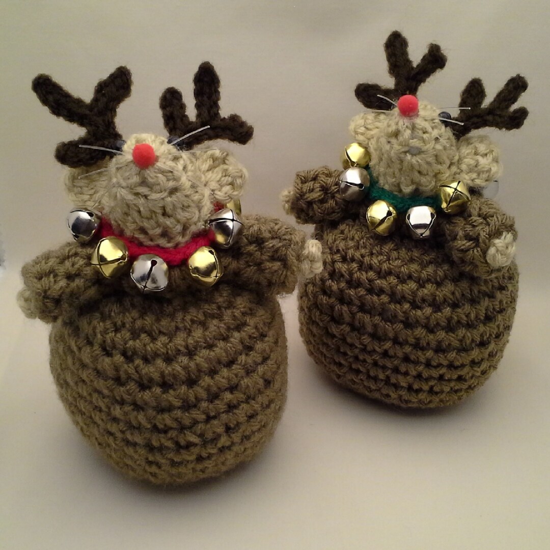Crochet Reindeer Mice-set of 2, Christmas Decor, Winter Decor, Holiday ...