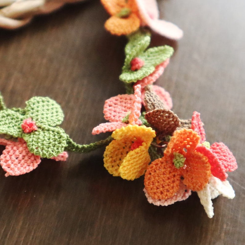 Turkish OYA Neadle Lace Necklace FESTIVAL Orange Mix / Necklace for Her ...