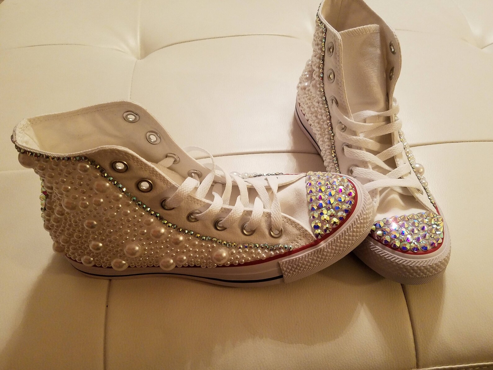 Pearl With a Hint of Bling Converse - Etsy Canada