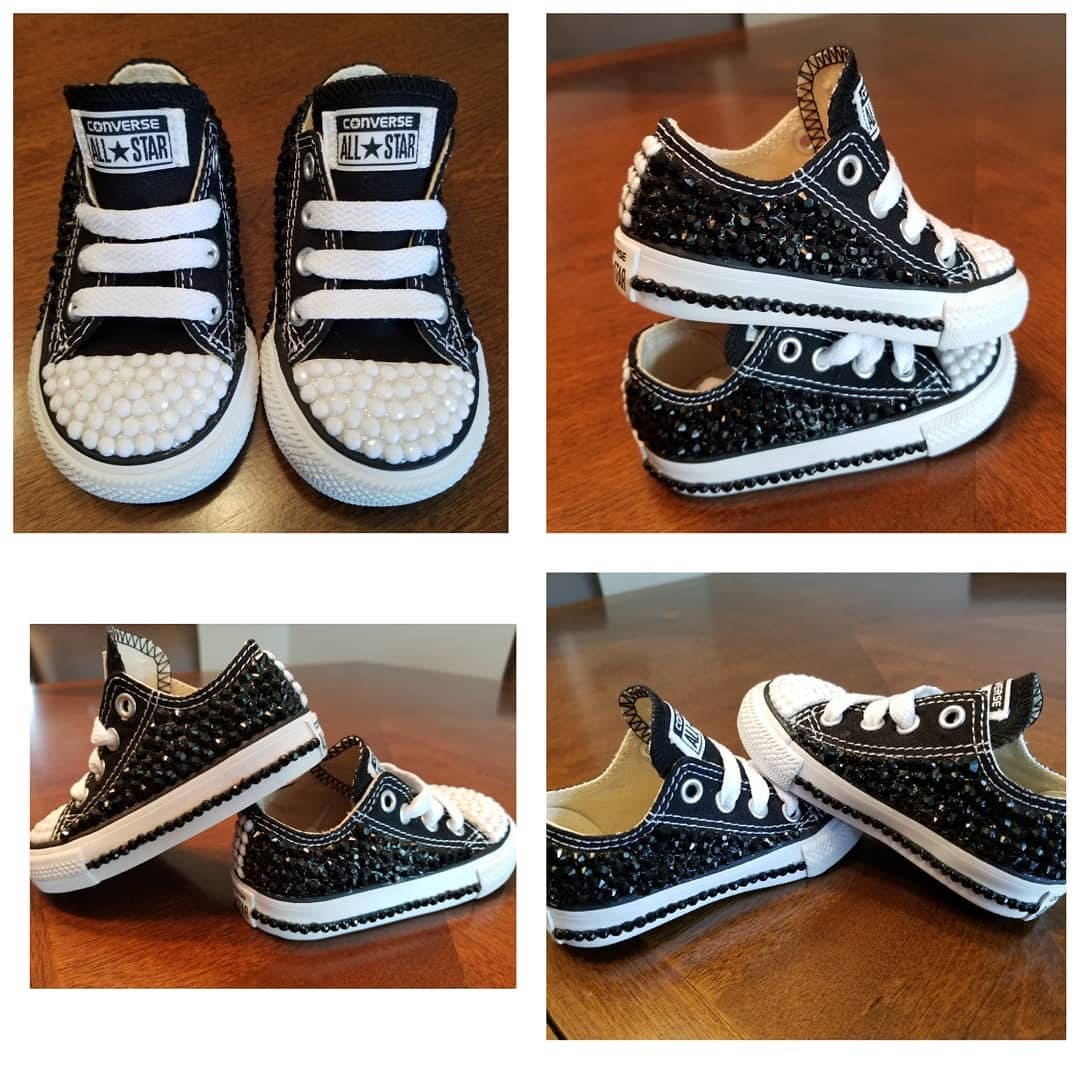 Custom Black Blinged Chucks - Etsy