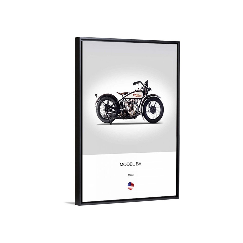 Harley Davidson Model BA 1928 Canvas Poster or Framed Canvas Painting ...