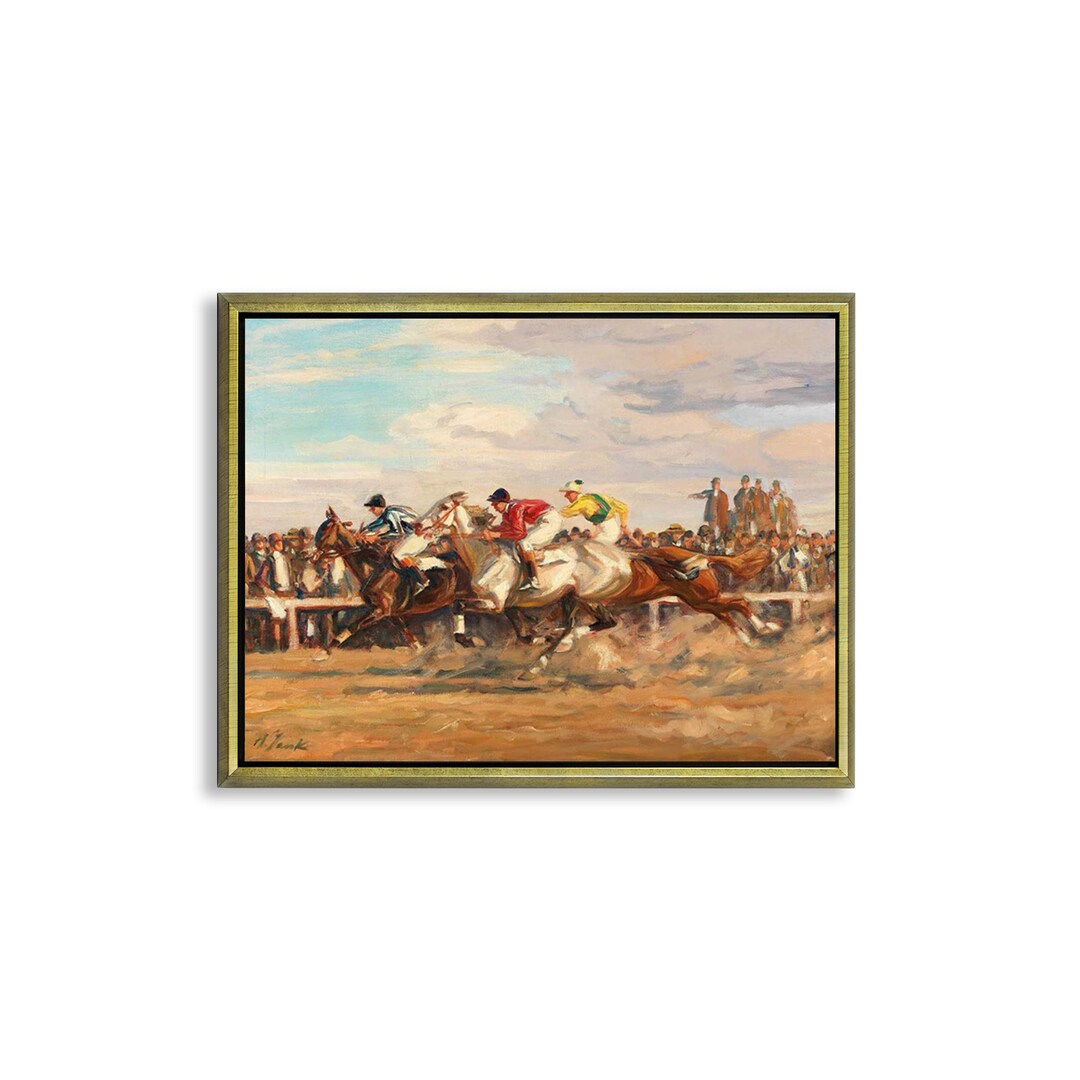 Canvas Poster or Framed Canvas Painting Angelo Jank Horse Race - Etsy UK