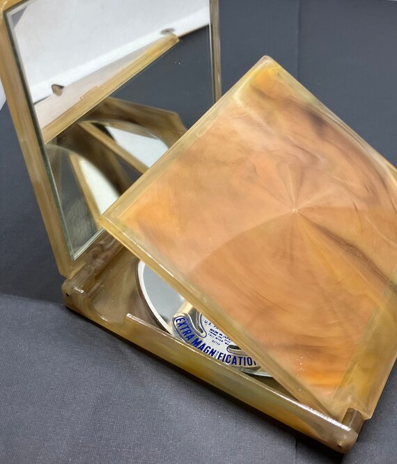 Trina Vintage Celluloid Tri Fold Mirror Compact; Trin… - Gem