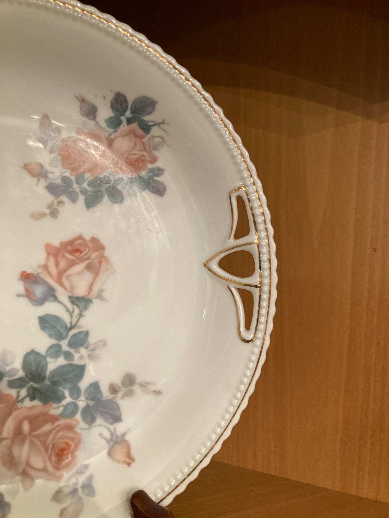 Antique PK Silesia Porcelain Plate; 9 1/4 Inch Double Handled Floral ...