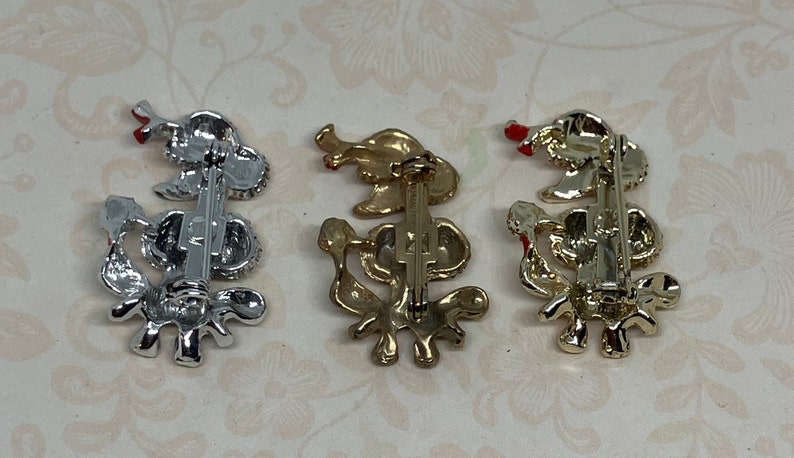 Vintage French Poodle Scatter Pins; Lot of Three (3) Enameled Poodle ...