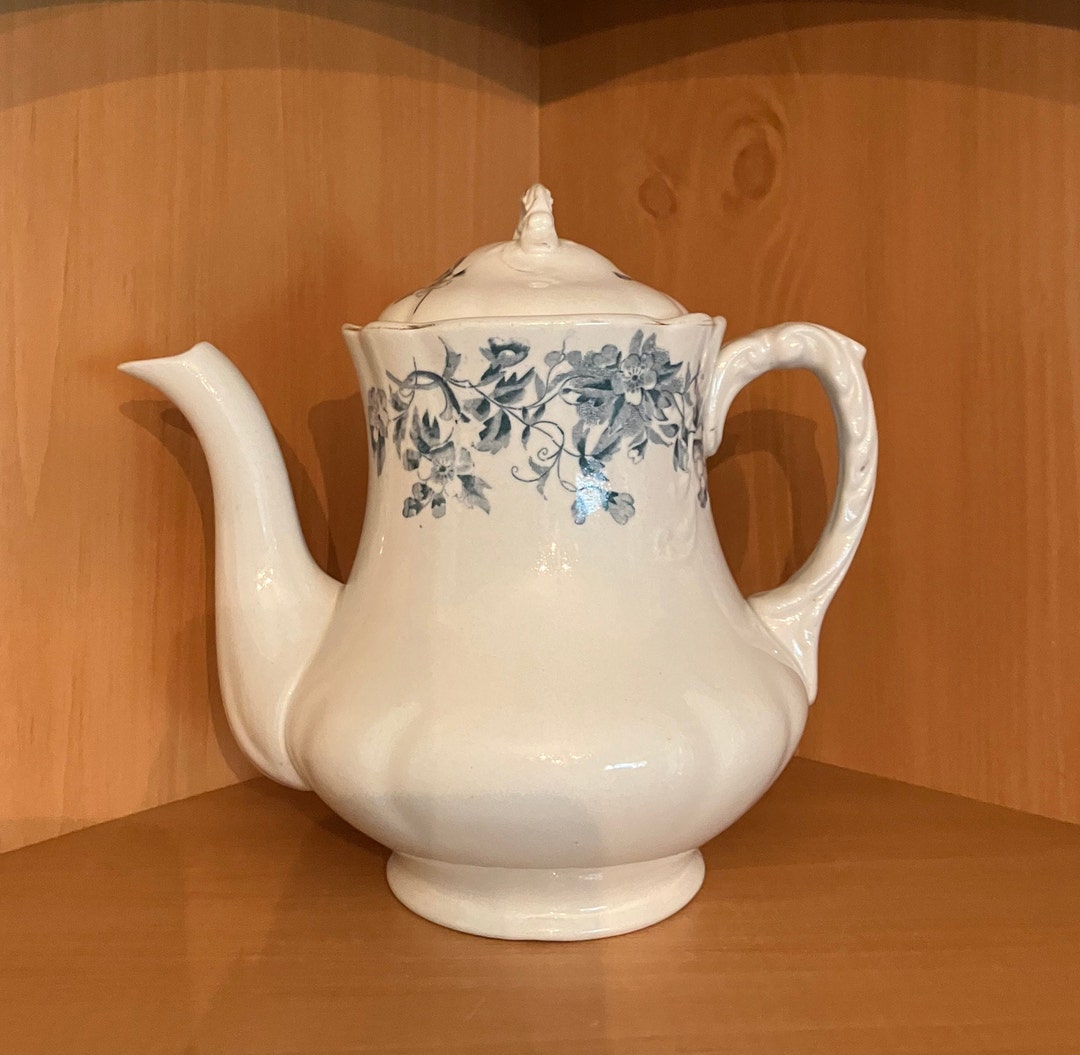Crescent Pottery Company Antique Severn Blue and White Ironstone Teapot ...