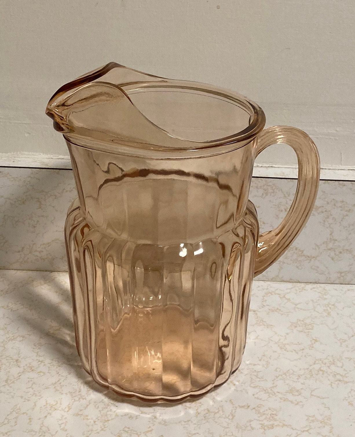 Anchor Hocking Pink Pillar Optic or Log Cabin Ice Lip Pitcher | Etsy
