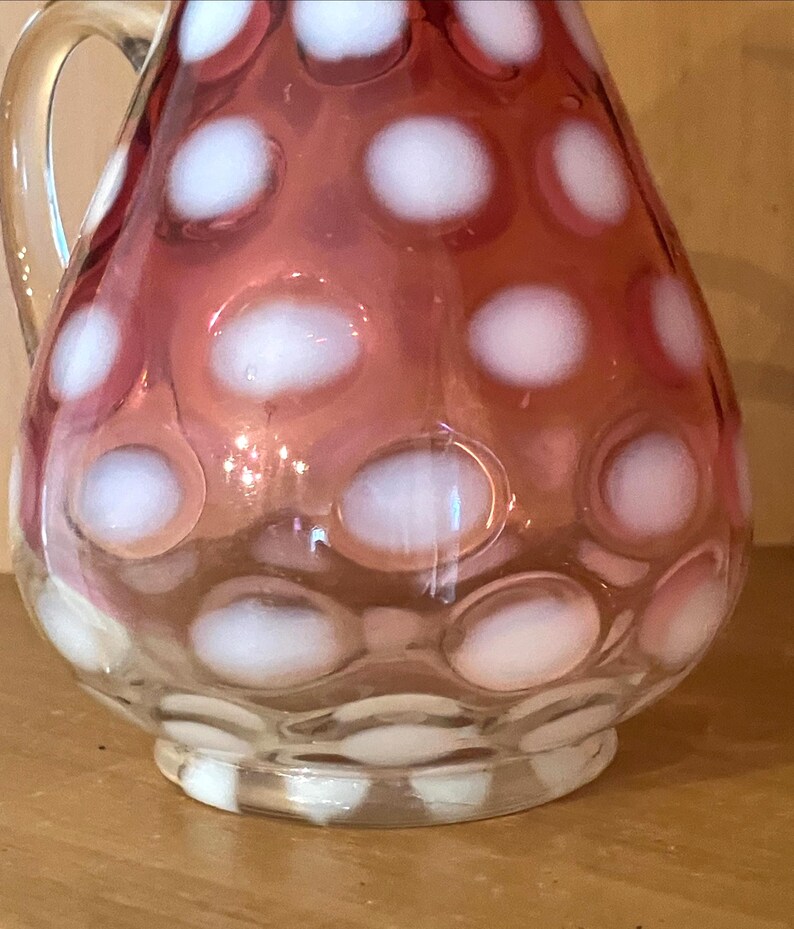 Hobbs Brockunier Antique Victorian Cranberry Rubina Opalescent Coin Dot ...