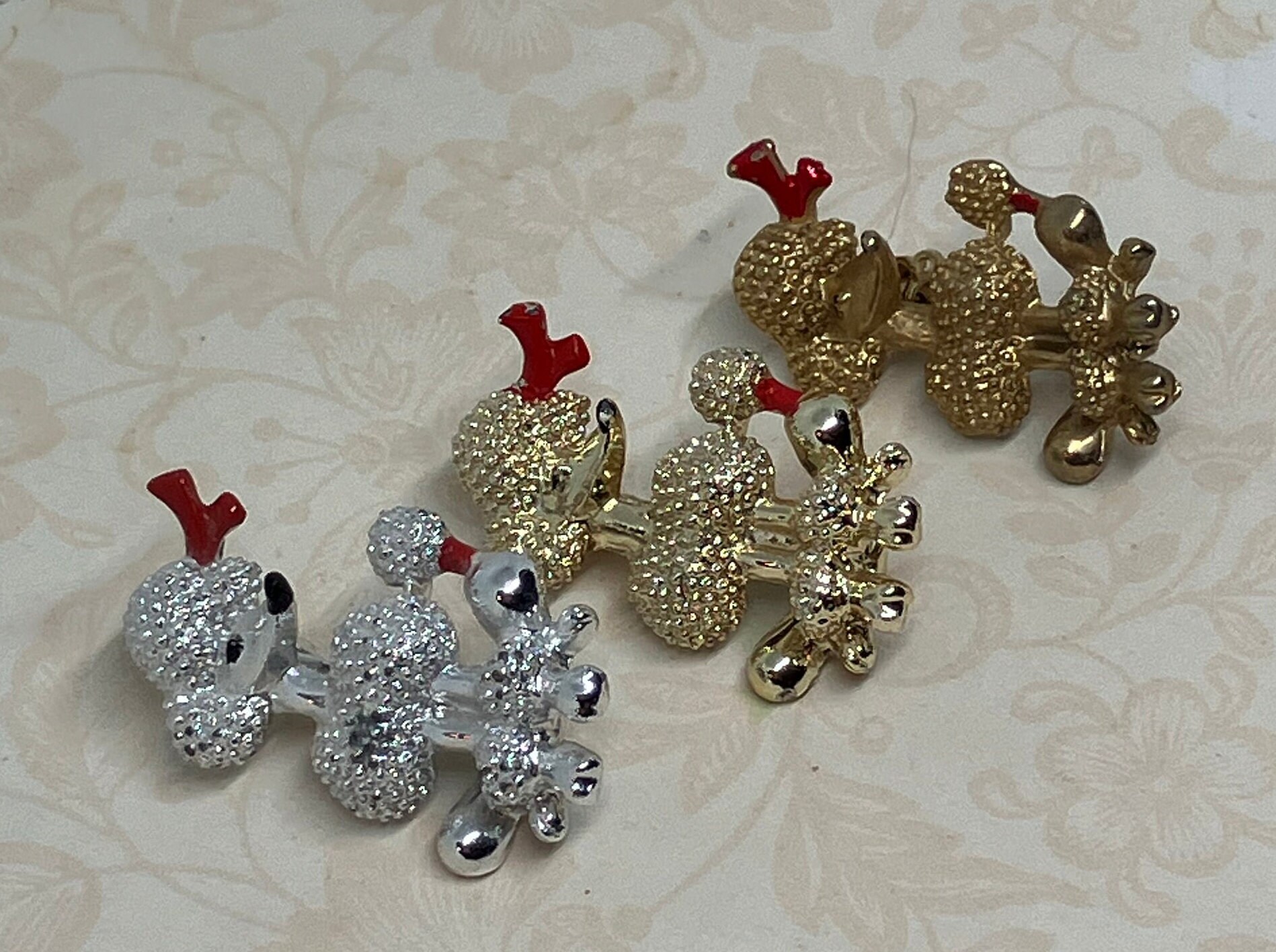 Vintage French Poodle Scatter Pins; Lot of Three (3) Enameled Poodle ...
