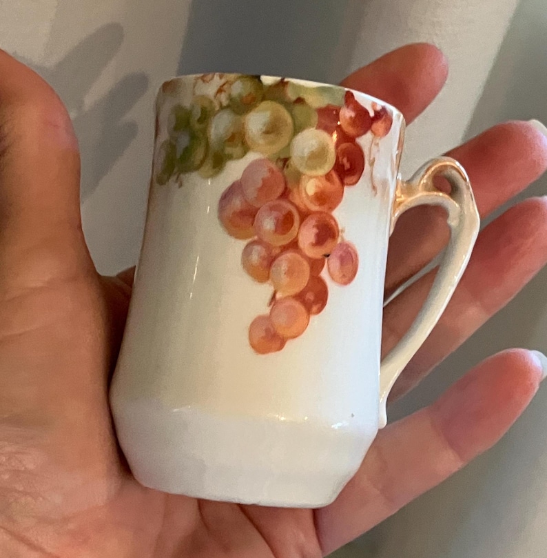 Vintage Bavarian Porcelain Grape Decorated Small Cider Cups With Ornate ...