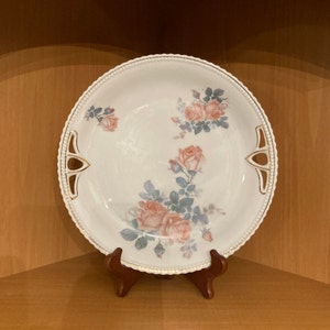 Antique PK Silesia Porcelain Plate; 9 1/4 Inch Double Handled Floral ...