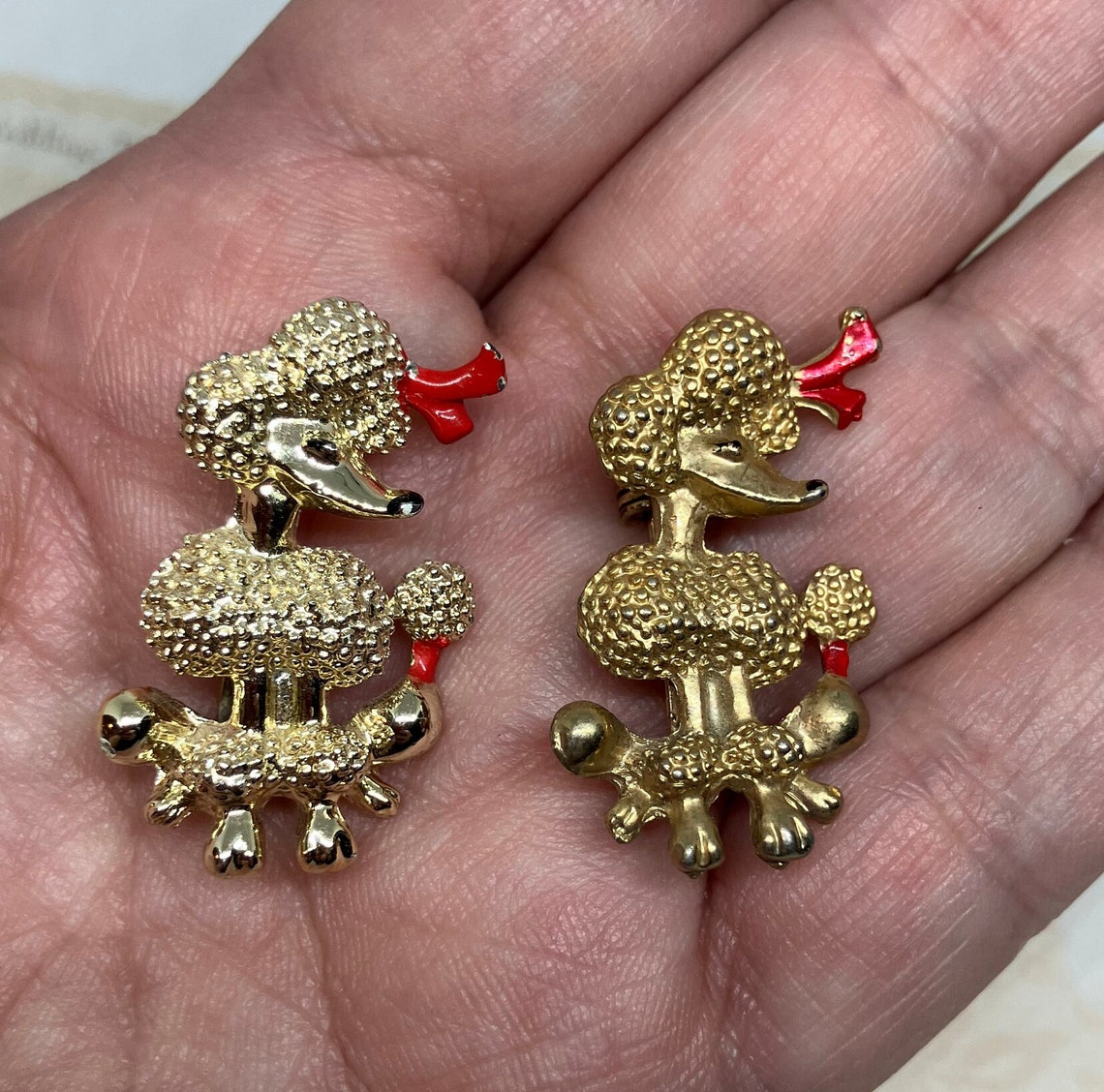 Vintage French Poodle Scatter Pins; Lot of Three (3) Enameled Poodle ...